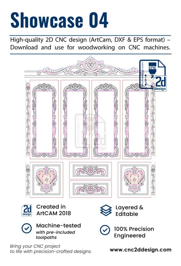 CNC 2D Showcase Design 04 – Wood Carving Digital File (.art), (.dxf ...